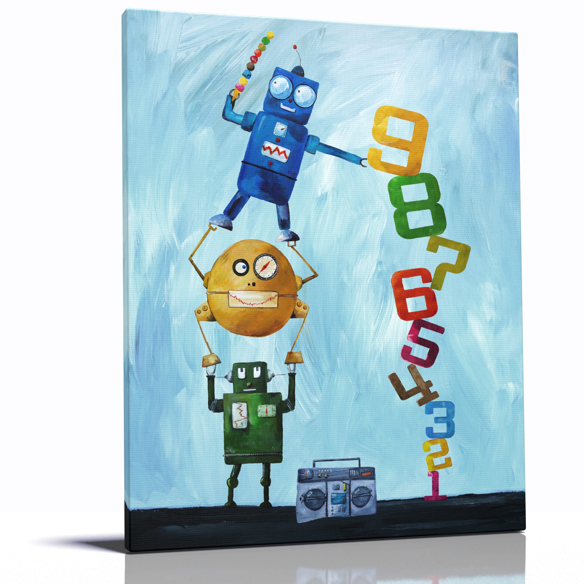 Robots Love Numbers - Robot Art for Boys Rooms – Cici Art Factory